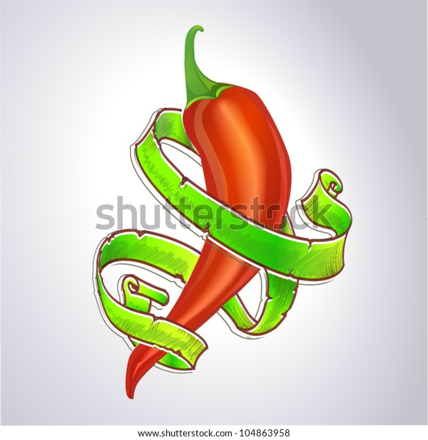 Red Pepper Ribbon Tattoo Isolated On Stock Vector (Royalty Free ...