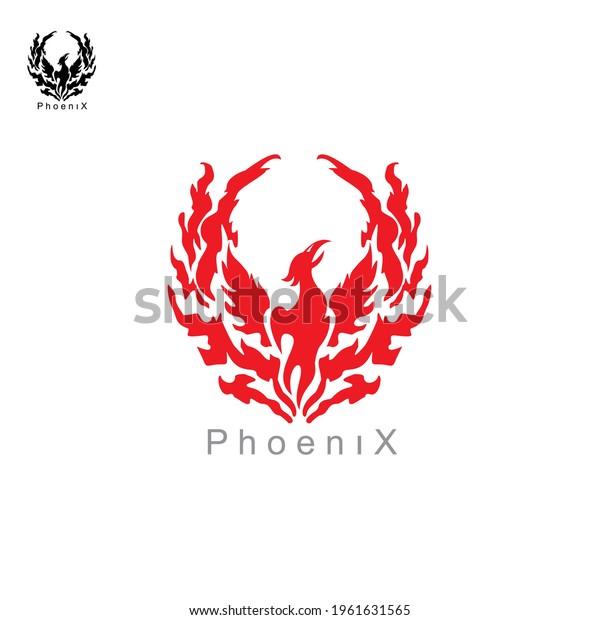 Red Phoenix Fire Style Logo Elegant Stock Vector (Royalty Free) 1961631565