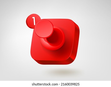 Red Pin On Button 3d Vector Stock Vector (Royalty Free) 2160039825 ...
