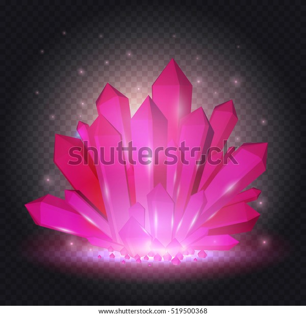 Red Pink Crystals On Transparent Background Stock Vector (Royalty Free ...