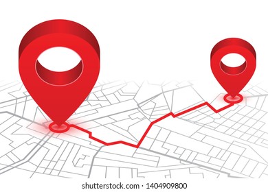 Red Pins Showing Distance Between Two Stock Vector (Royalty Free ...