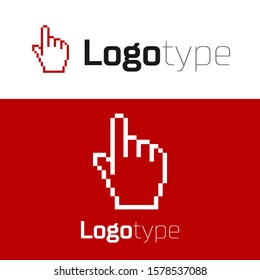 Red Pixel Hand Cursor Icon Isolated Stock Vector (Royalty Free ...