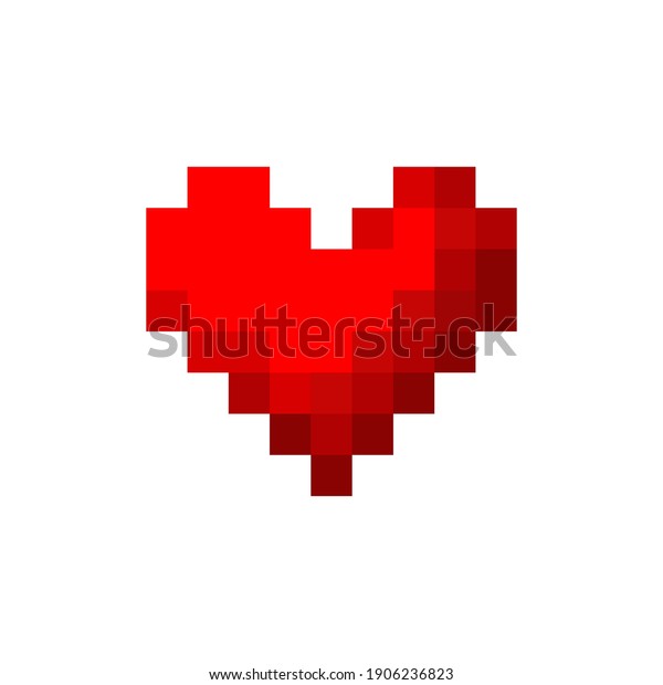 Red Pixel Heart Icon Colored Silhouette Stock Vector (Royalty Free ...