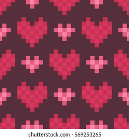 Red Pixel Heart Seamless Pattern Stock Vector (Royalty Free) 569253265 ...