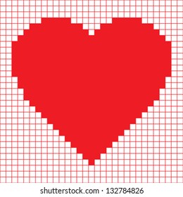 Red Pixel Heart Vector Illustration Stock Vector (Royalty Free) 132784826