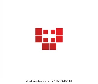 Red Pixel Square Icon Logo Design Stock Vector (Royalty Free ...