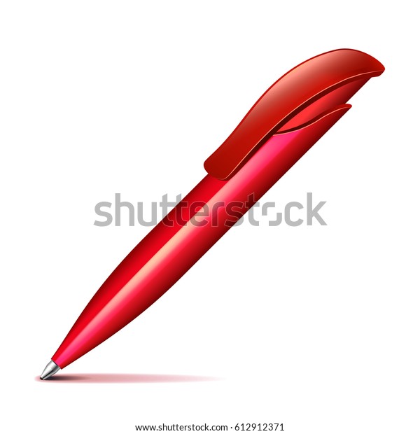 Red Plastic Pen Isolated On White Stock Vector (Royalty Free) 612912371 ...