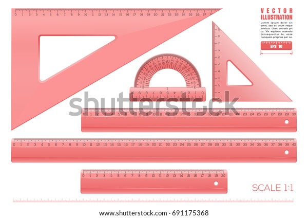 Red Plastic Transparent Measuring Rulers Set Stock Vector (Royalty Free ...