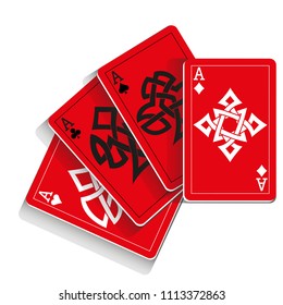 Red Playing Cards On White Background Stock Vector (Royalty Free ...