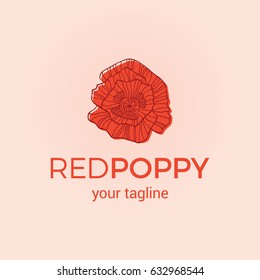 Red Poppy Logo Template Stock Vector (Royalty Free) 632968544 ...