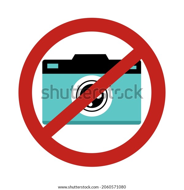 Red Prohibition Stop Sign Camera Flat Stock Vector (Royalty Free ...