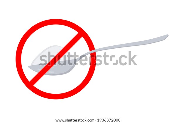 Red Prohibitory Sign Crossed Out Spoon Stock Vector (Royalty Free ...