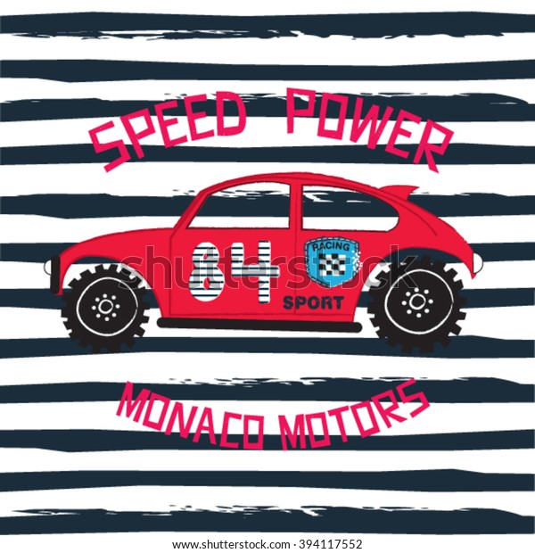 Red Race Car On Striped Background Stock Vector (Royalty Free) 394117552