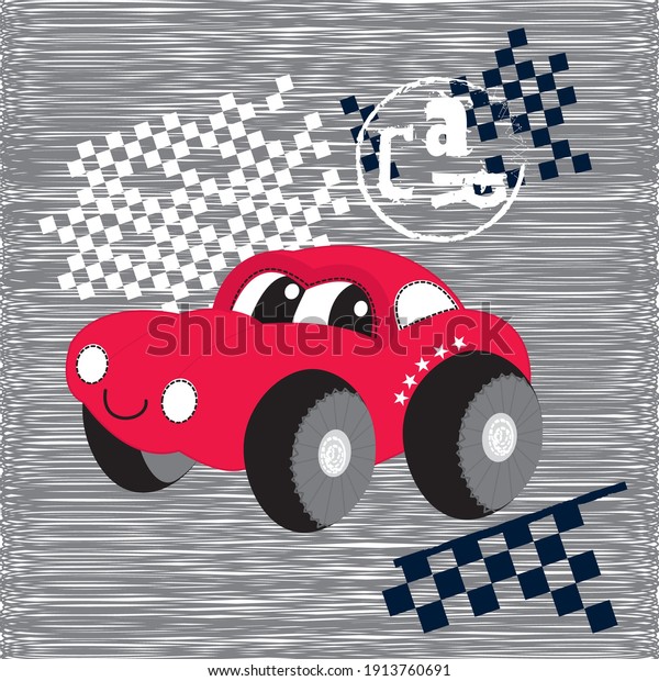 Red Racing Car Cartoon Vector Illustration: เวกเตอร์สต็อก (ปลอดค่า ...