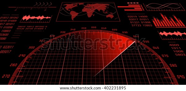 Red Radar Screen Futuristic User Interface Stock Vector (Royalty Free ...