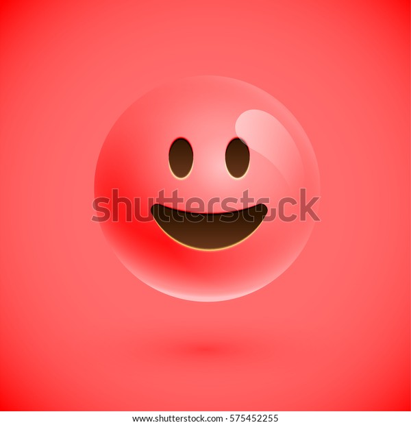 Vektor Stok Red Realistic Emoticon Smiley Face Vector (Tanpa Royalti ...