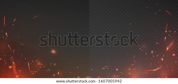 Red Realistic Fire Sparks Vector Flying Stock Vector (Royalty Free ...