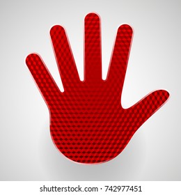 Red Reflective Stop Hand Sign Vector Stock Vector (Royalty Free ...