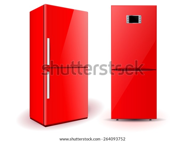 Red Refrigerator Vector Illustration Isolated On: vector de stock ...