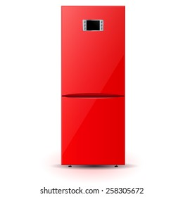 Red Refrigerator Vector Isolated On White Stock Vector (Royalty Free ...