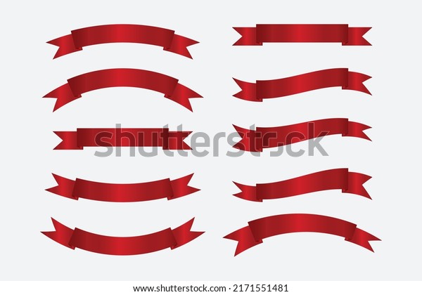 Red Ribbon Banner Design Set Stock Vector (Royalty Free) 2171551481 ...