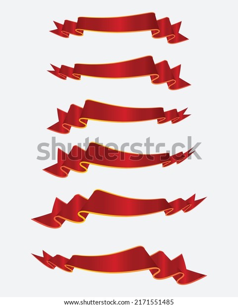 Red Ribbon Banner Design Set Stock Vector (Royalty Free) 2171551485 ...