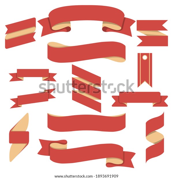 Red Ribbon Banner Set Isolated Blank Stock Vector (Royalty Free ...