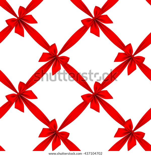 Red Ribbon Bow Grid Seamless Pattern Stock Vector (Royalty Free ...