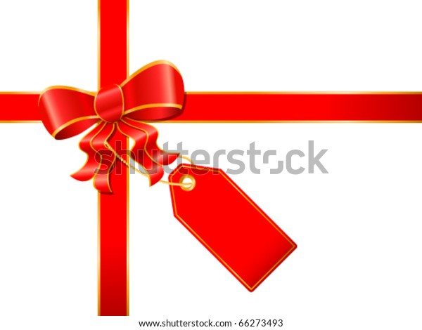 Red Ribbon Bow Red Label On Stock Vector (Royalty Free) 66273493 ...