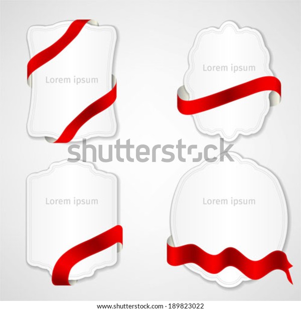 Red Ribbon Cards Set Stock Vector (Royalty Free) 189823022 | Shutterstock