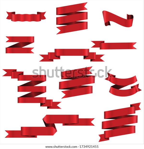 Red Ribbon Set Isolated Celebration Winner Stock Vector (Royalty Free ...