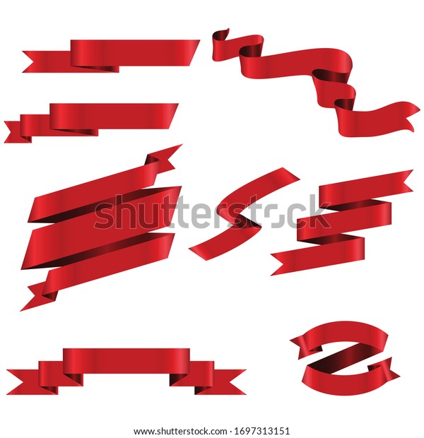 Red Ribbon Set Isolated Modern Design Stock Vector (Royalty Free ...