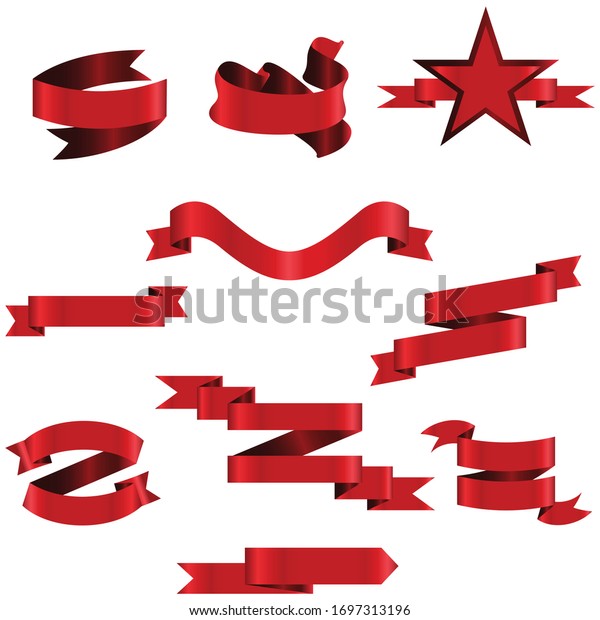 Red Ribbon Set Isolated Modern Design Stock Vector (Royalty Free ...