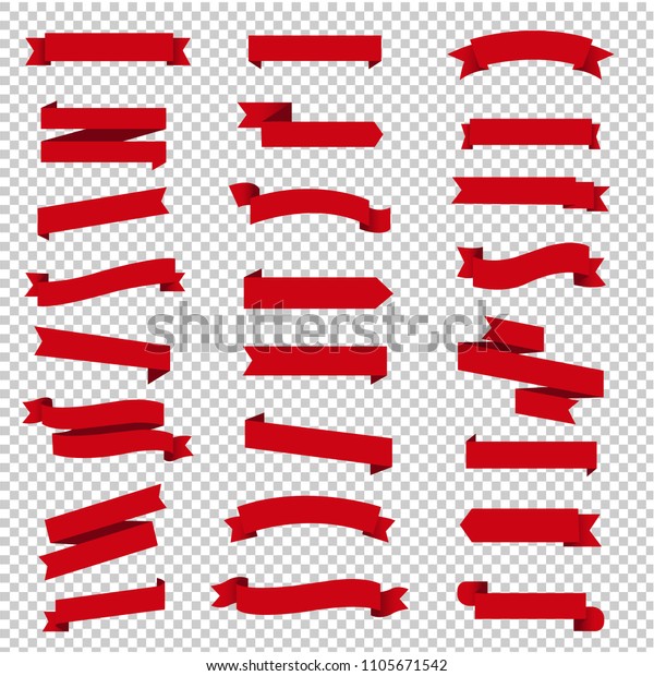Red Ribbon Set Transparent Background Gradient Stock Vector (Royalty ...