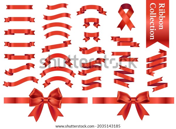 Red Ribbon Vector Illustration Set Stock Vector (Royalty Free ...
