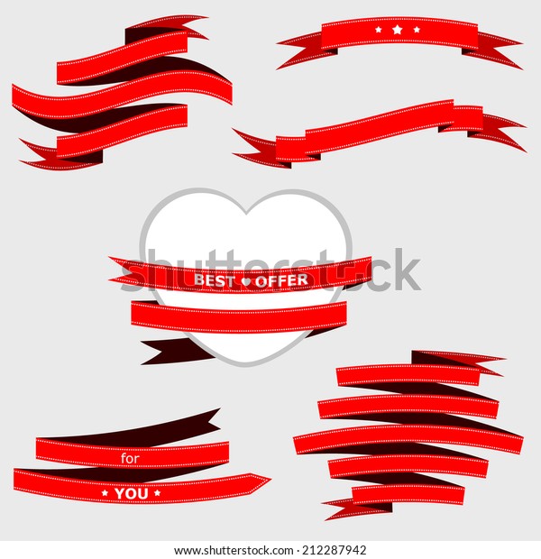 Red Ribbon Web Design Cards Banner Stock Vector (Royalty Free ...