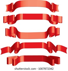 Red Ribbons Red Banner Flags Stock Vector (Royalty Free) 1007872342 ...