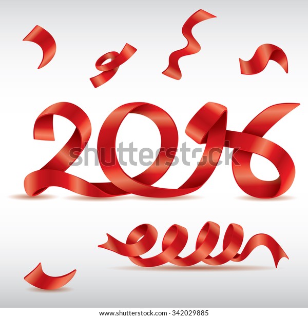 Red Ribbons Celebration Vector Number New Stock Vector (Royalty Free ...