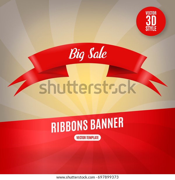 Red Ribbons Horizontal Banner Isolated Vector Stock Vector (Royalty ...