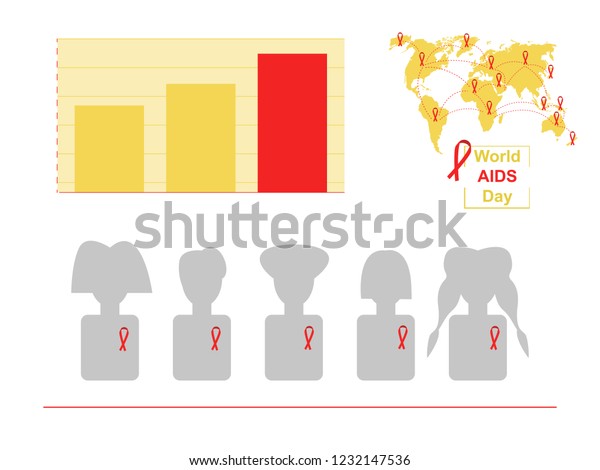 Red Ribbons On World Map Silhouettes Stock Vector (Royalty Free ...