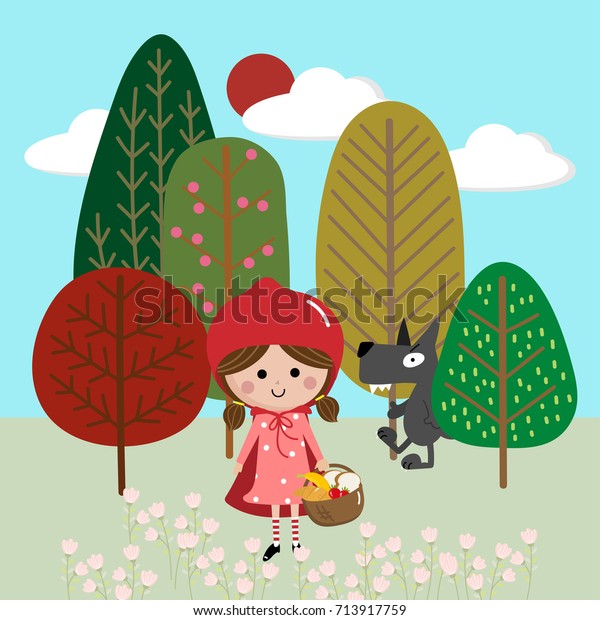 Red Riding Hood Forest: vetor stock (livre de direitos) 713917759 ...