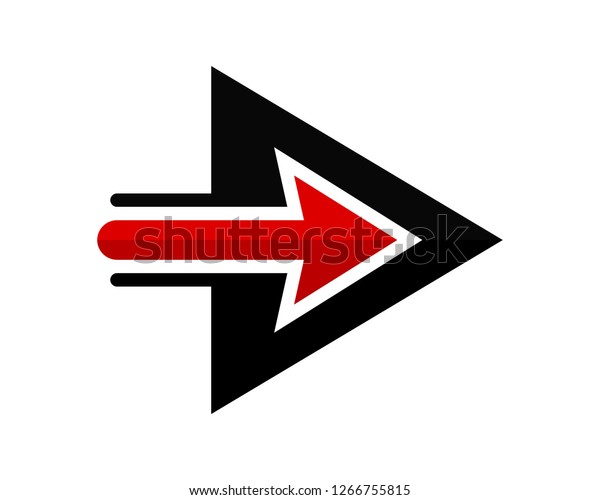 Red Right Arrow Black Triangle Stock Vector (Royalty Free) 1266755815 ...