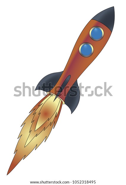 Red Rocket Ship Cartoon Drawing Stock Vector (Royalty Free) 1052318495 ...