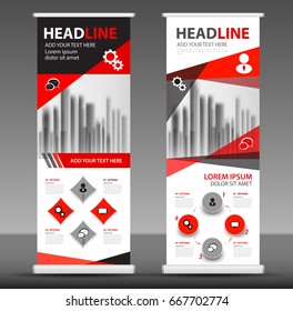 Red Roll Banner Stand Template Design: เวกเตอร์สต็อก (ปลอดค่าลิขสิทธิ์ ...