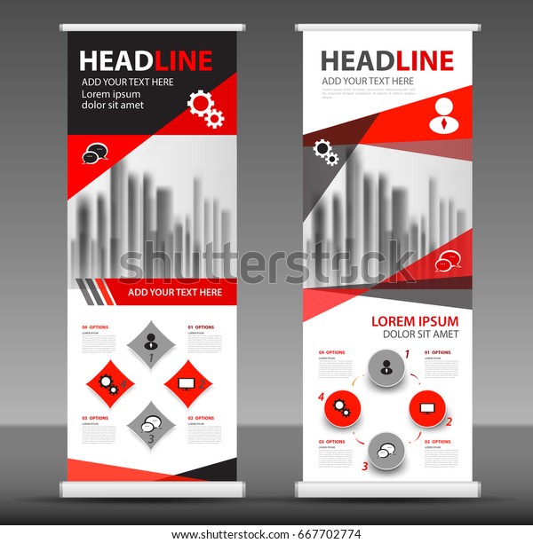 Red Roll Banner Stand Template Design: เวกเตอร์สต็อก (ปลอดค่าลิขสิทธิ์ ...