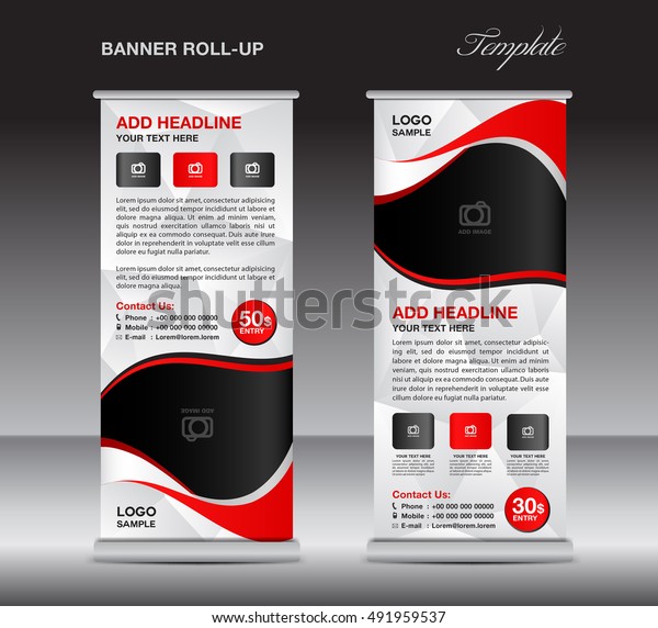 Red roll up banner template, stand template, stand design, banner ...
