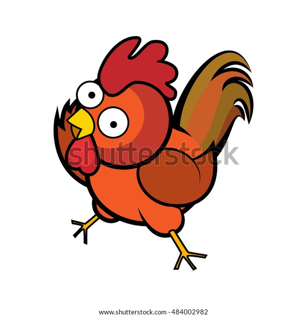 Red Rooster Cartoon Style Stock Vector (Royalty Free) 484002982 ...