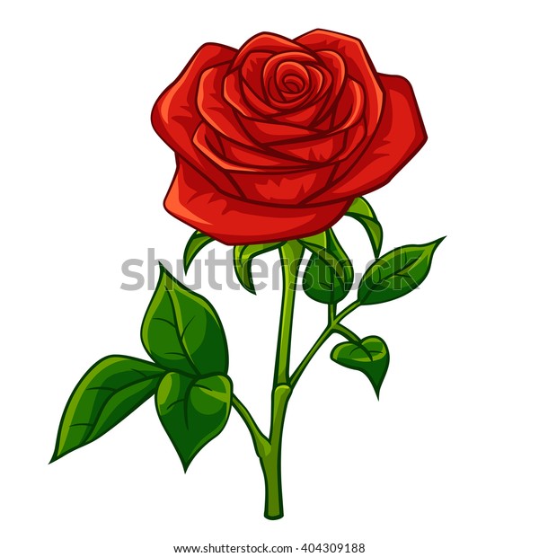 Red Rose Cartoon Style Vector Art Stock Vector (Royalty Free) 404309188