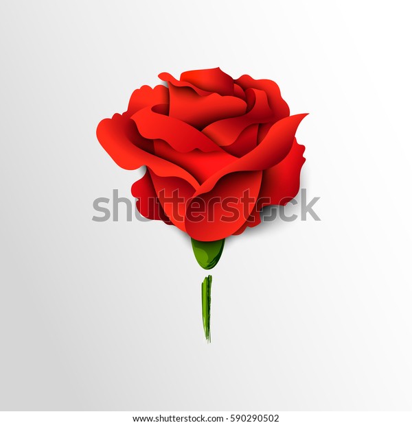 Red Rose Cut Out Paper Floral Stock Vector (Royalty Free) 590290502 ...