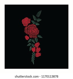 Red Rose Embroidery Hand Drawn Stock Vector (Royalty Free) 1812229945 ...